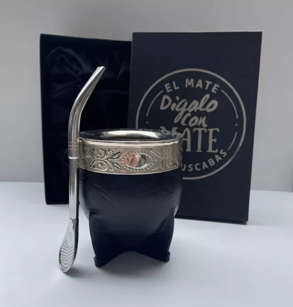 Mate Imperial de cuero y alpaca + caja presentación premium + incluye ...